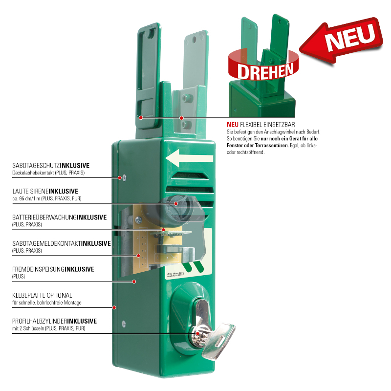 GfS Fensterwächter Plus® inkl. Profilhalbzylinder